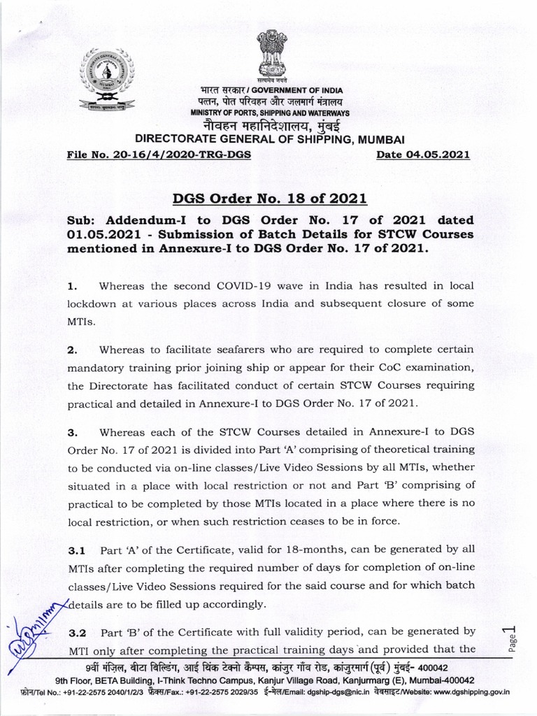 DGS Order 18 of 2021 | PDF