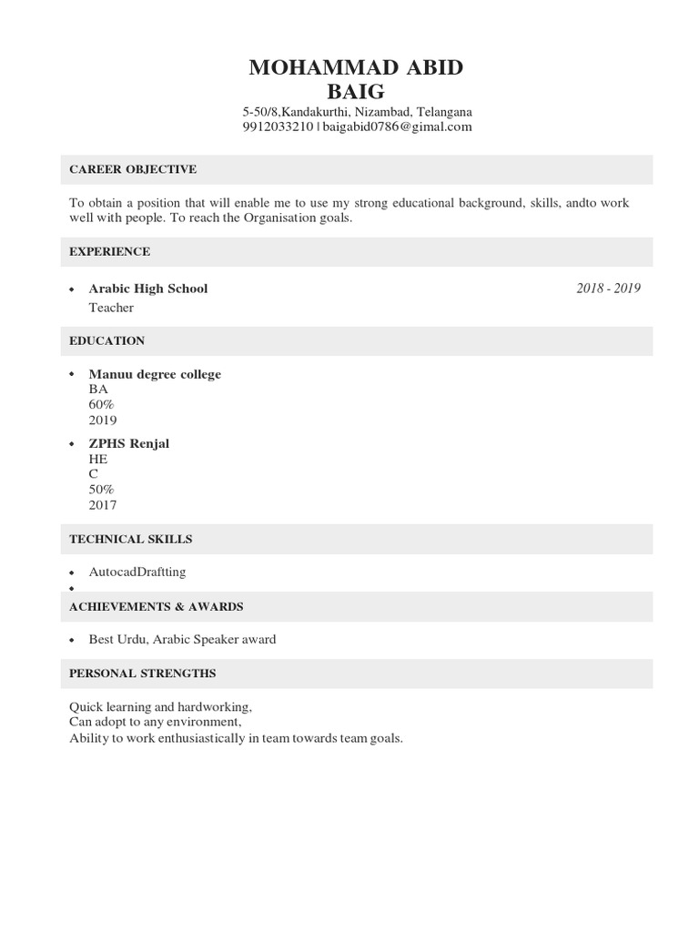 Mohammad Abid Baig: 5-50/8, Kandakurthi, Nizambad, Telangana | PDF