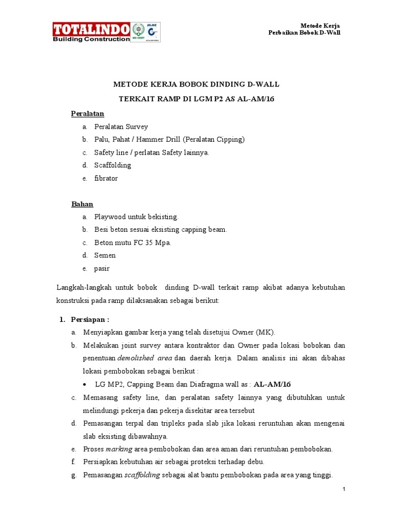 4b. METODE KERJA BOBOK D-WALL | PDF