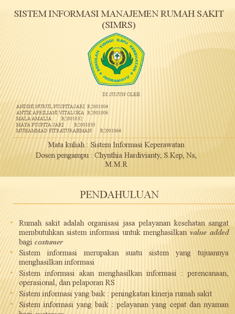 Sistem Informasi Manajemen Rumah Sakit (Simrs) | PDF | Bisnis | Komputer