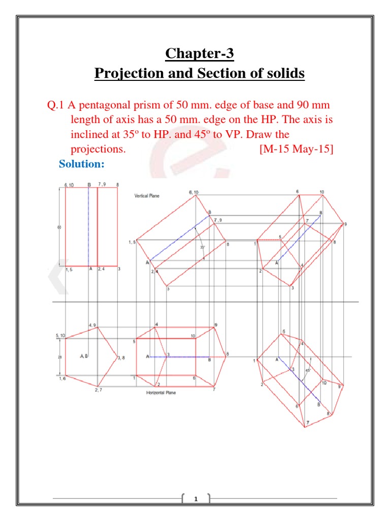 Projection and Section of Solids | PDF | Geometric Objects | Geometry