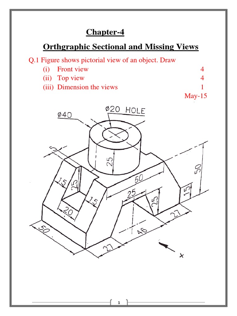 Chapter-4 Orthographic Sectional Orthographic and Missing Views Solution | PDF | Euclidean ...