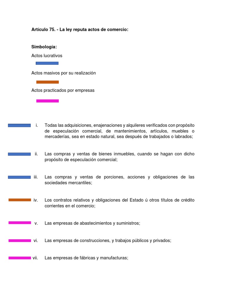 Artículo 75 Del Código de Comercio | PDF | Comercio | Bancos