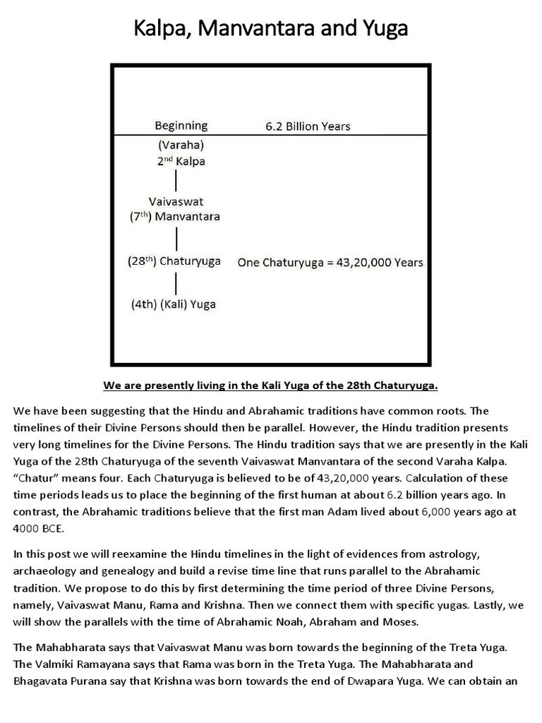 Kalpa Manvantara and Yuga | PDF | Rama | Hindu Mythology