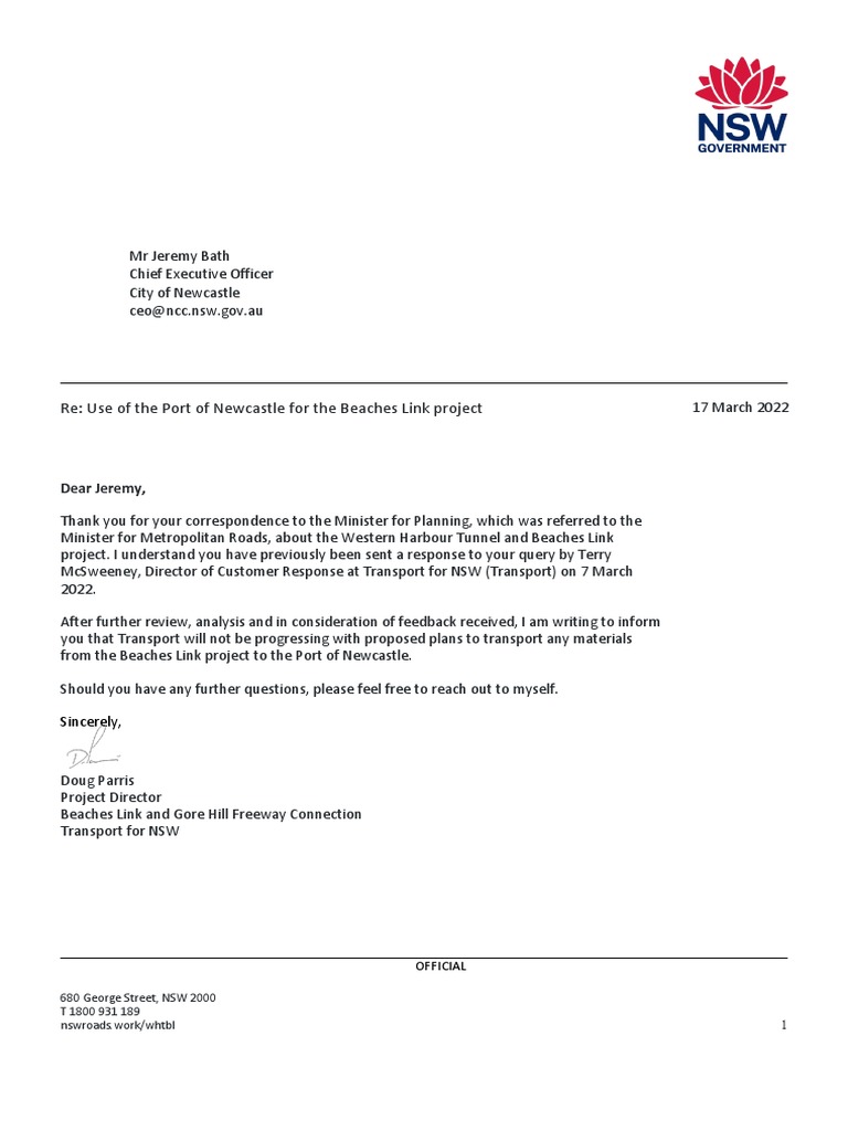 City of Newcastle Letter 220317 | PDF | Business | Science & Mathematics