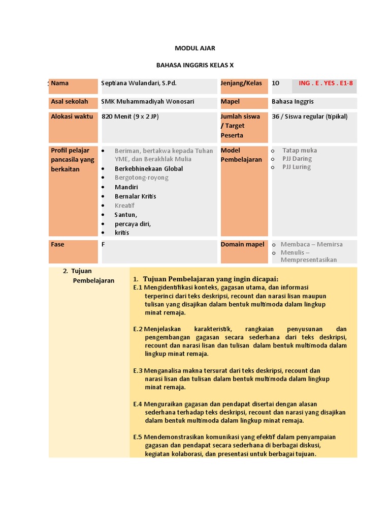 Modul Ajar B.ING | PDF