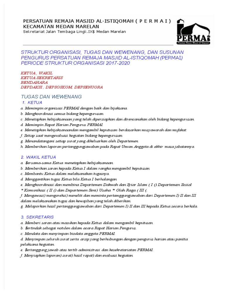 Struktur Kepengurusan Remaja Masjid | PDF | Perjalanan