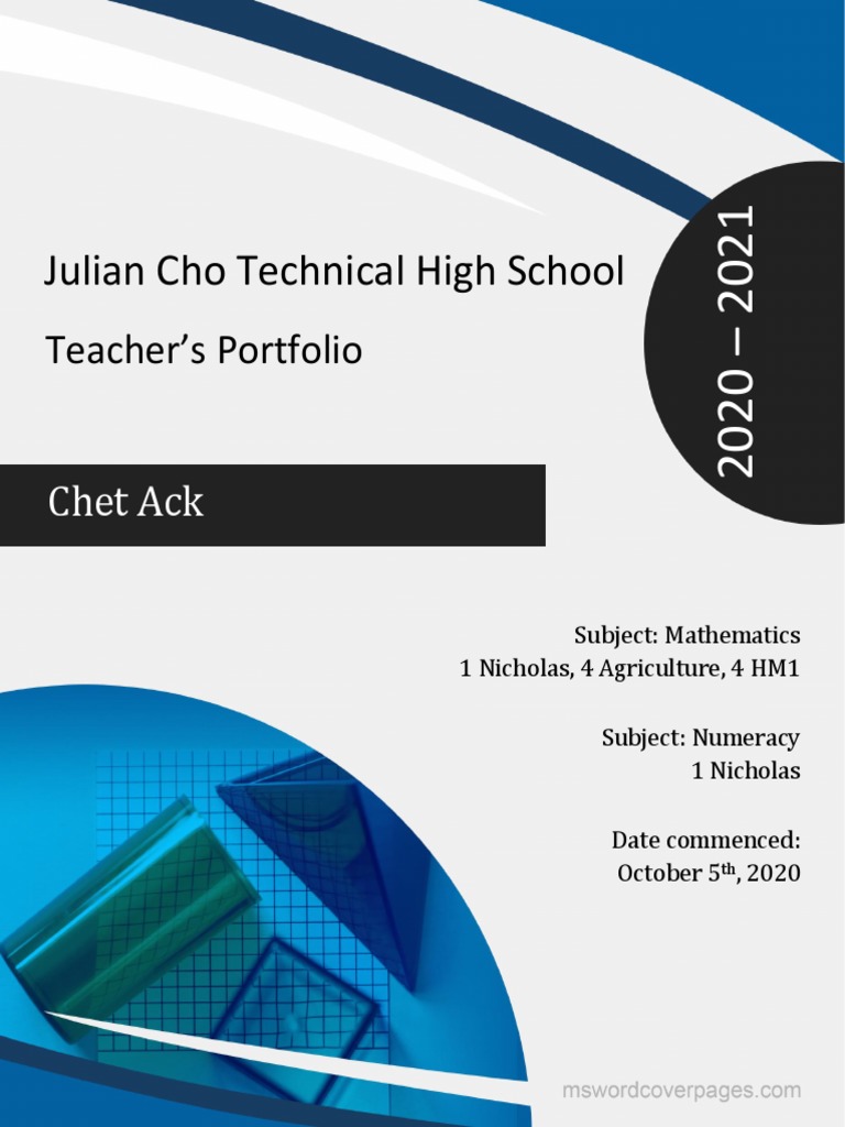 Teacher Portfolio Cover Page | PDF