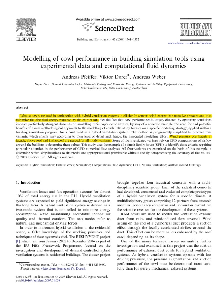2008 Pfeiffer Modelling of Cowl Performance in Building Simulation ...