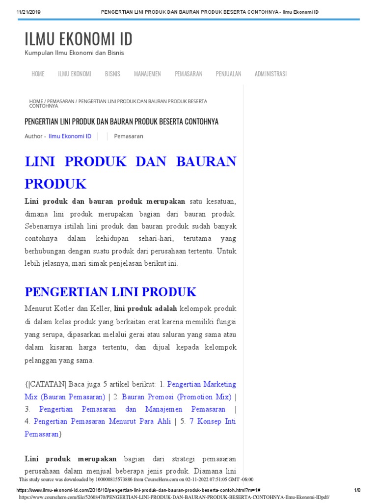 PENGERTIAN LINI PRODUK DAN BAURAN PRODUK BESERTA CONTOHNYA Ilmu Ekonomi ...