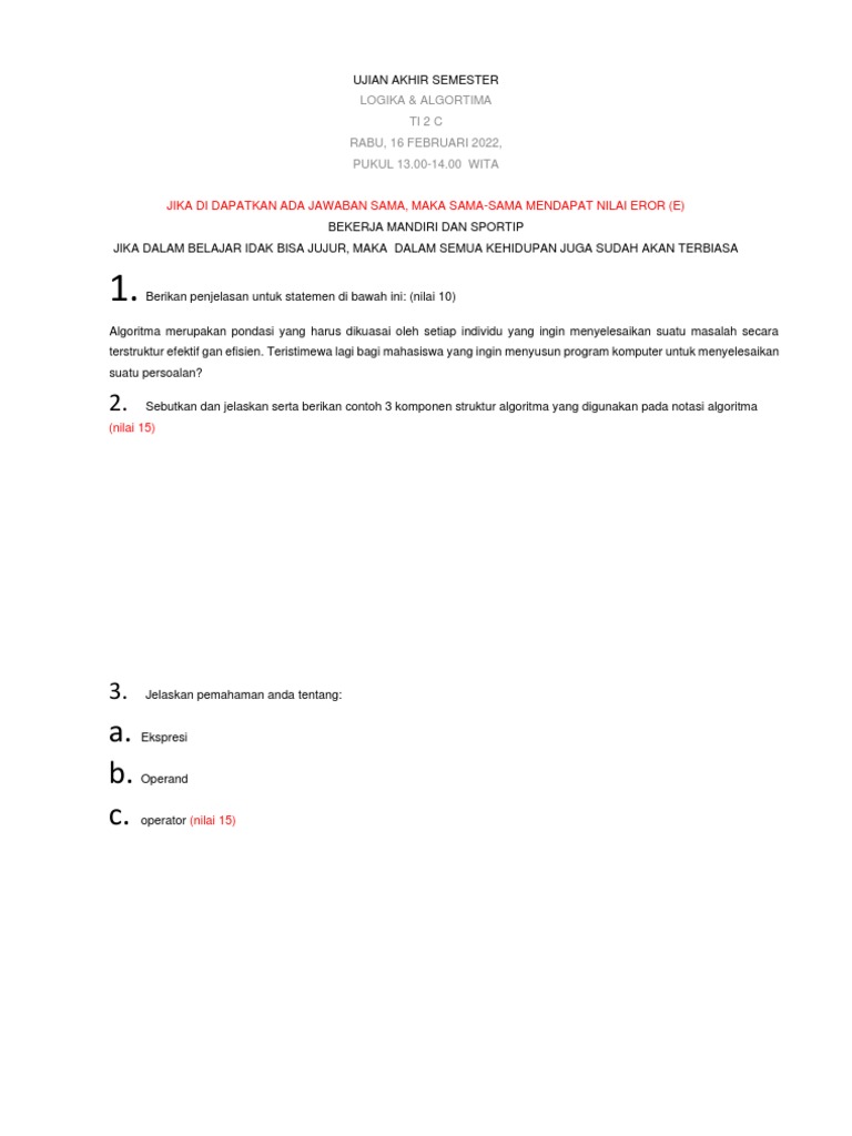 Logika Algoritma Uas Salman Asmandi (2021020109) | PDF