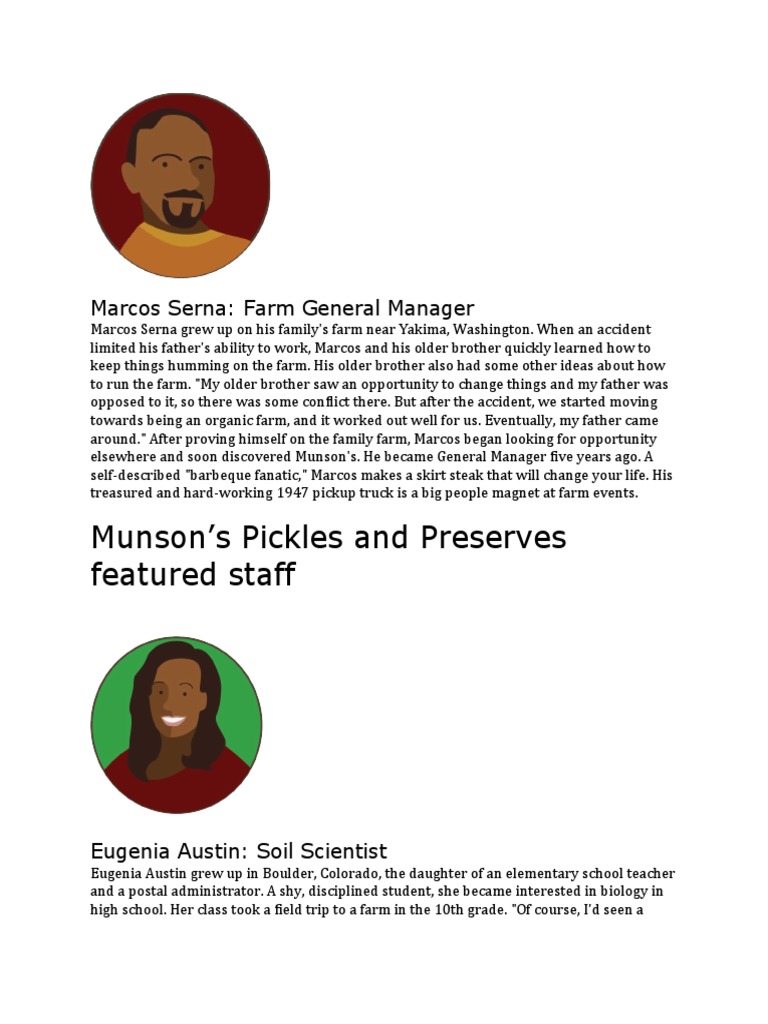 L1 T2 Try1 Munsons Featured Staff Profiles Starter | PDF