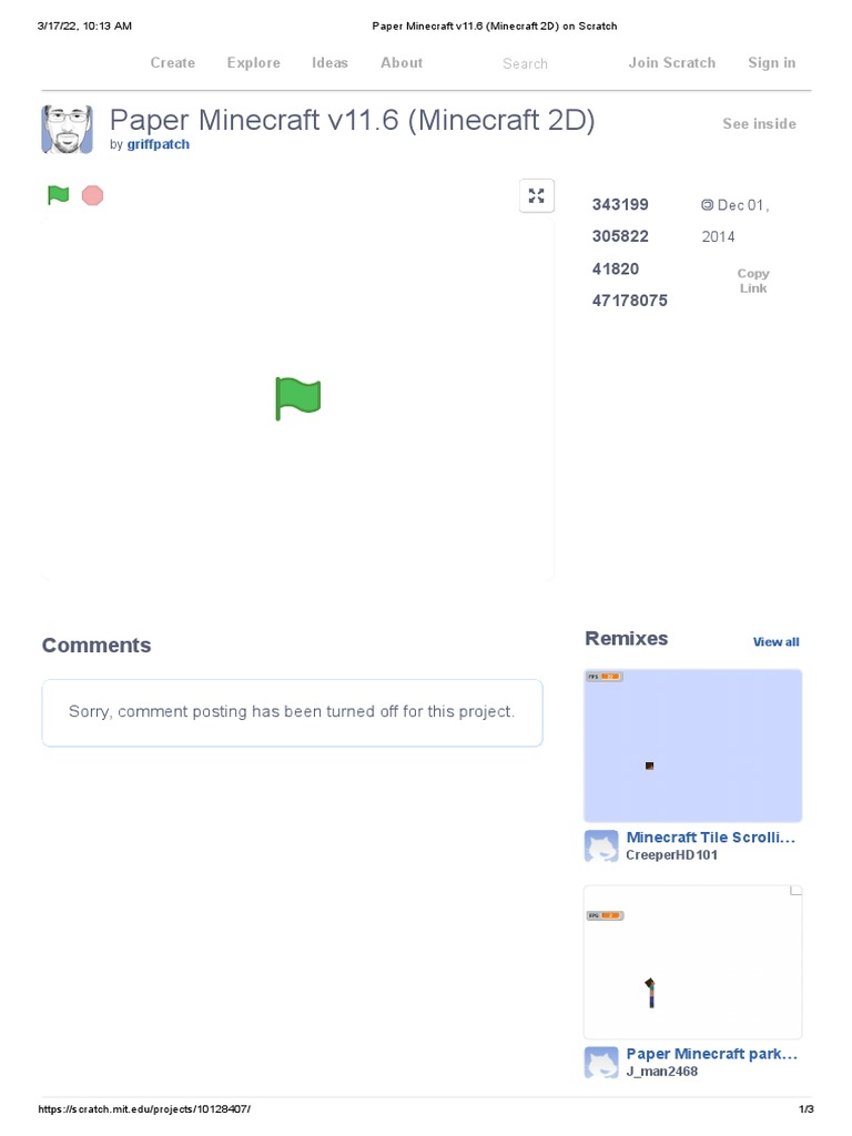 Paper Minecraft v11.6 (Minecraft 2D) On Scratch | PDF