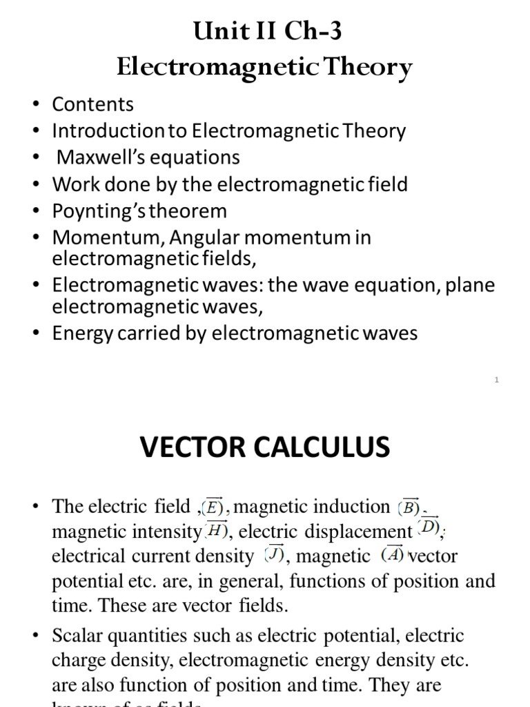 EMT Complete Notes | PDF | Maxwell's Equations | Electric Field