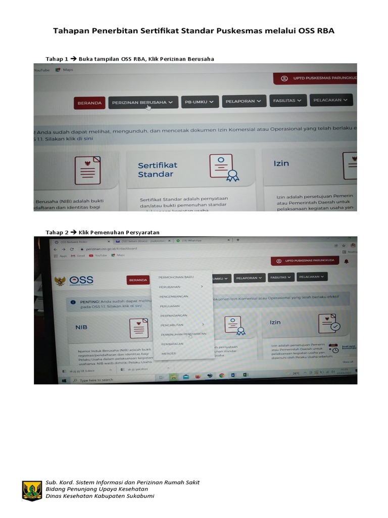 Tahapan Penerbitan Sertifikat Standar Puskesmas Melalui OSS RBA | PDF ...