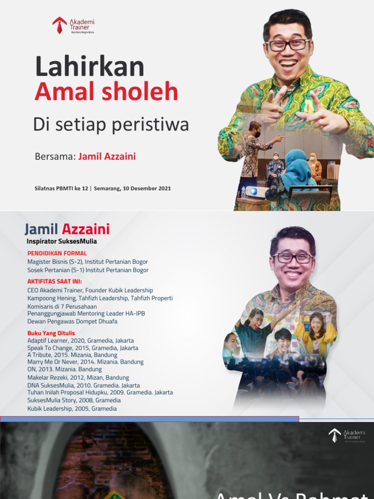Jamil Azzaini Lahirkan Amal Sholeh Di Setiap Peristiwa | PDF ...