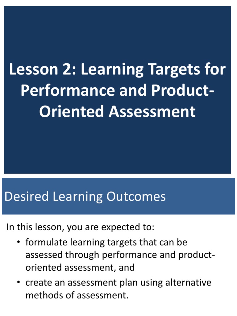 Lesson 2 Learning Targets For Performance And Product Oriented