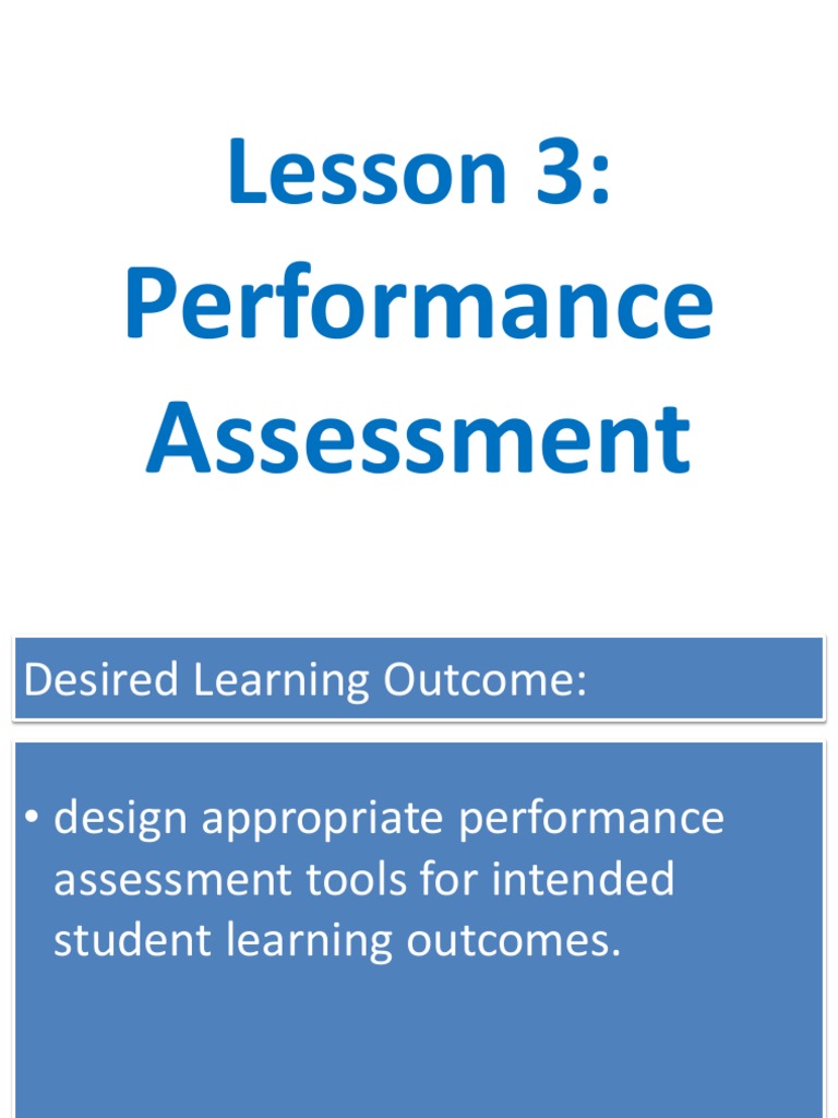 Lesson 3 Performance Assessment | PDF | Rubric (Academic) | Educational ...