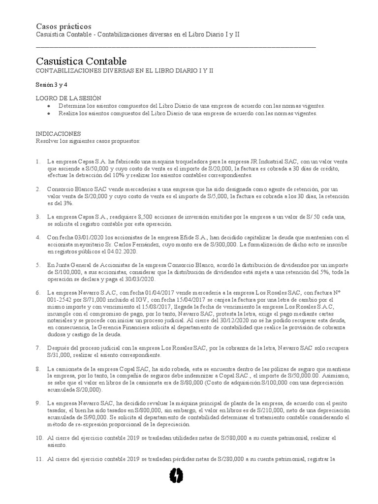 Sesión 3 y 4 - Casuistica Contable | PDF | Contabilidad | Depreciación