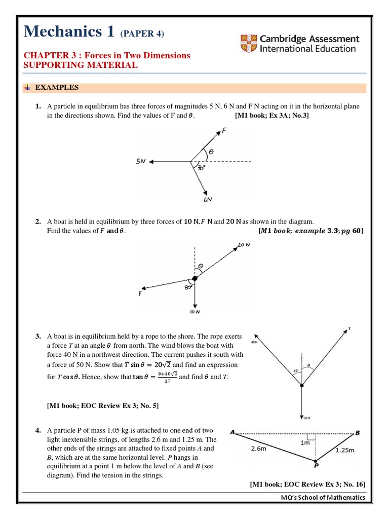 Forces in Two Dimensions (Mechanics 1 Paper 4 | PDF | Force | Friction
