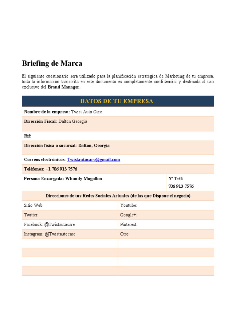 Briefing de Marca | PDF | Marca | Marketing
