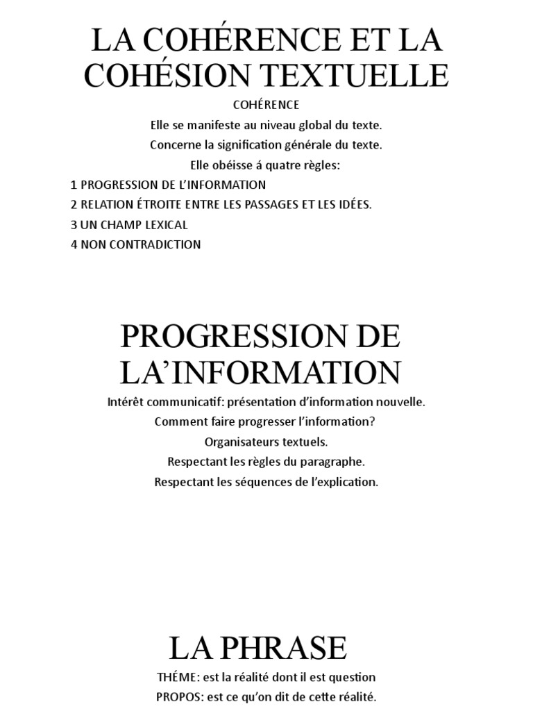 La Cohérence Et La Cohésion Textuelle | PDF
