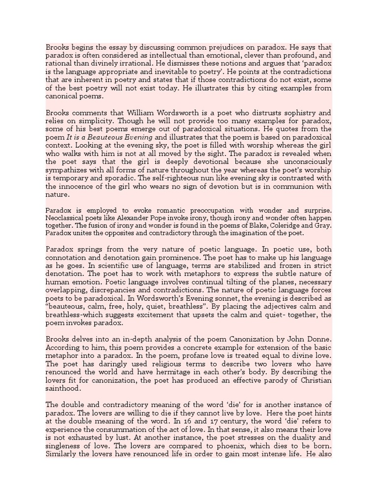 Language of Paradox As Language of Poetry | PDF | Poetry | Love