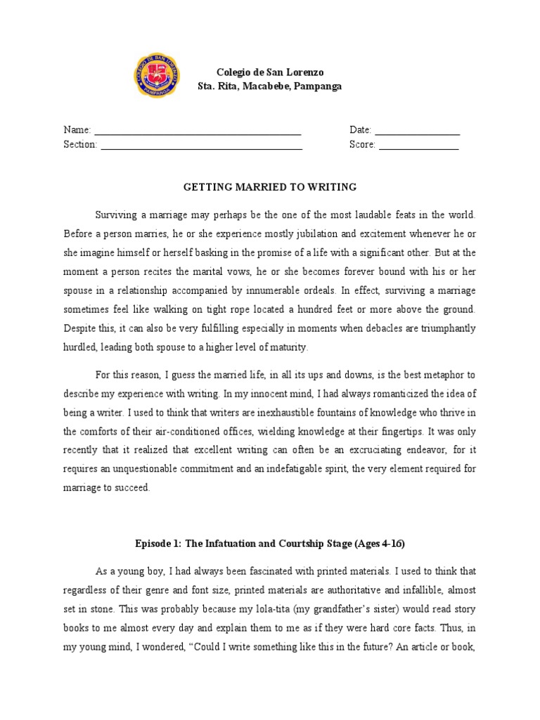 Getting Married To Writing | PDF