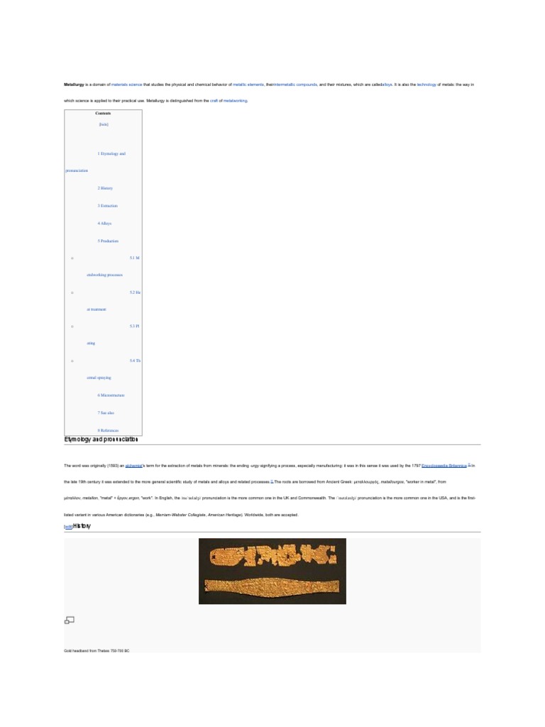 Metallurgy Is A Domain Of: Etymology and Pronunciation | PDF ...