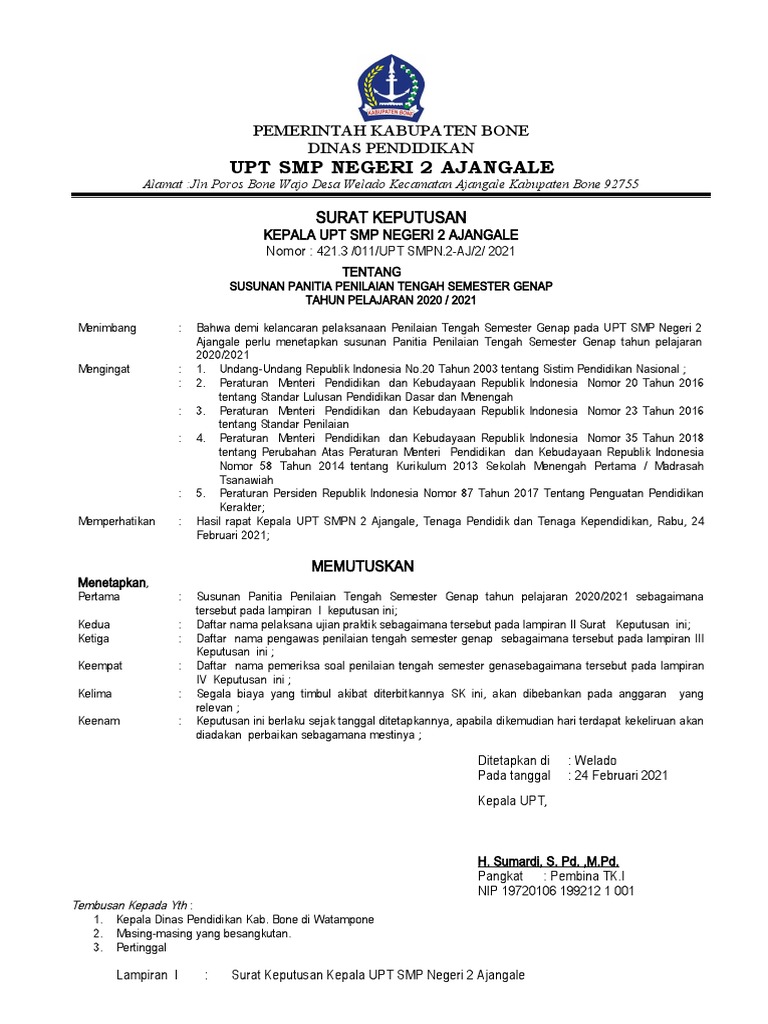 SK PTS Genap 2020-2021 | PDF