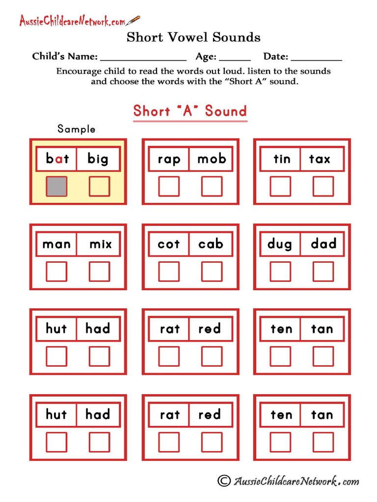 Short Vowels Sounds A | PDF
