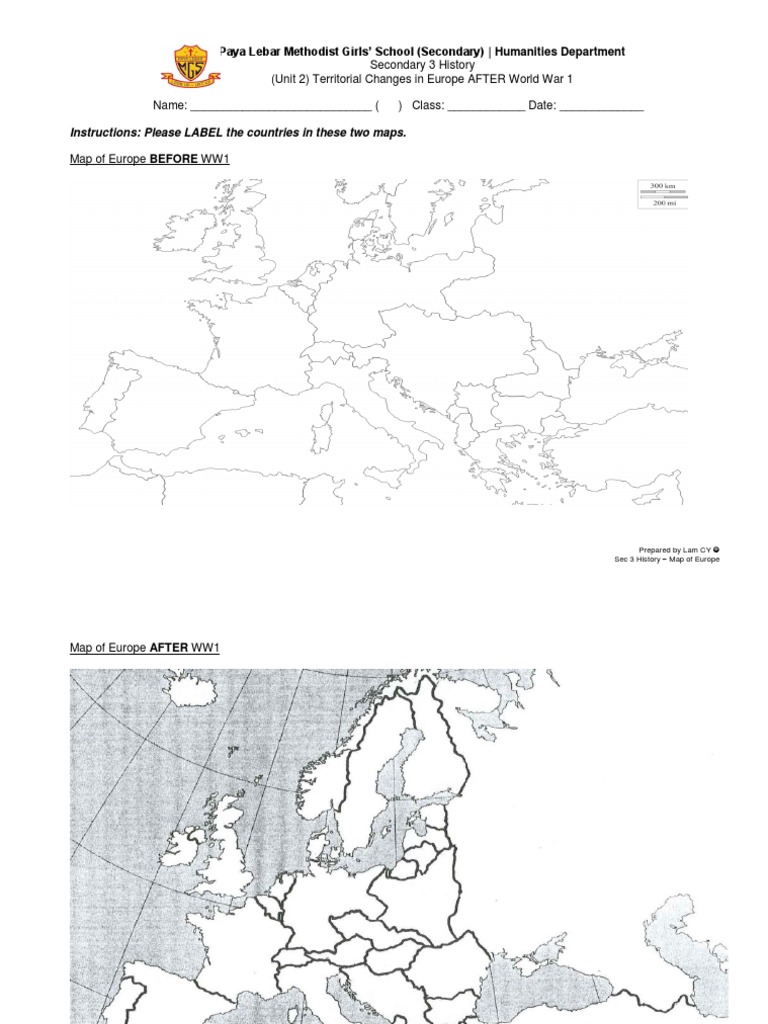 Secondary 3 History (Unit 2) Territorial Changes in Europe AFTER World ...