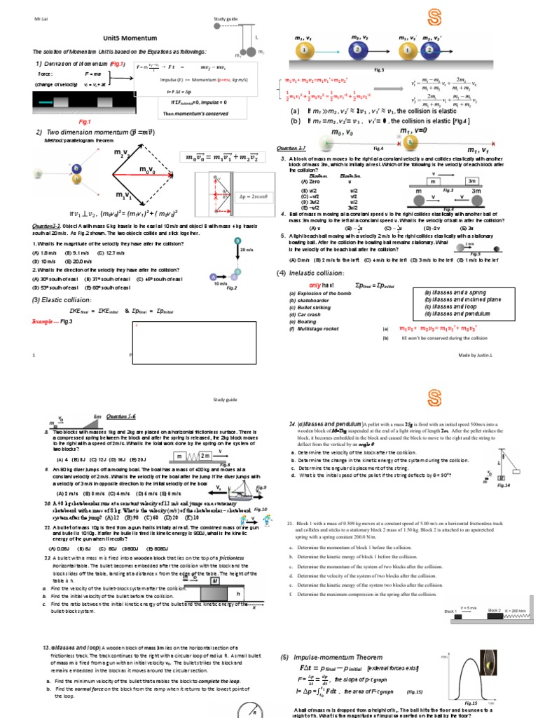 Study Guide - of Momentum | PDF | Collision | Momentum