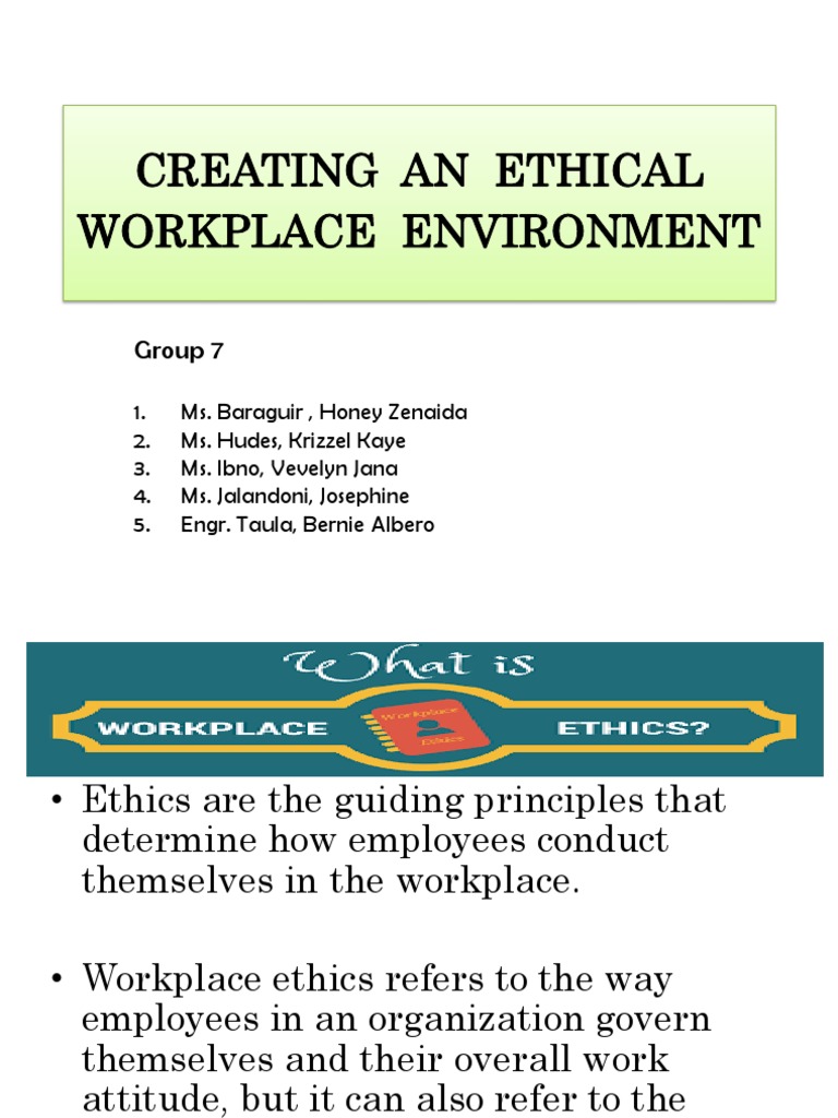 Creating An Ethical Workplace Environment | PDF | Employment ...
