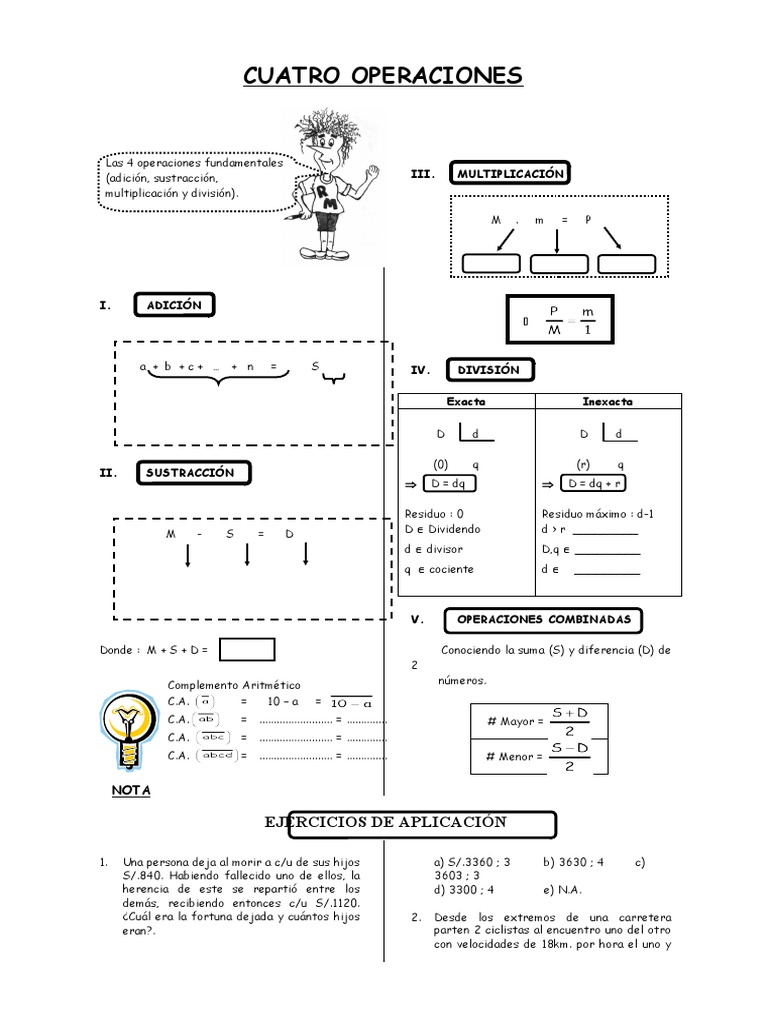 Cuatro Operaciones Aritméticas y Ejercicios | PDF | División ...