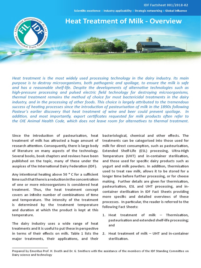 Factsheet 001 - Heat Treatment 1 1 | PDF | Milk | Food And Drink