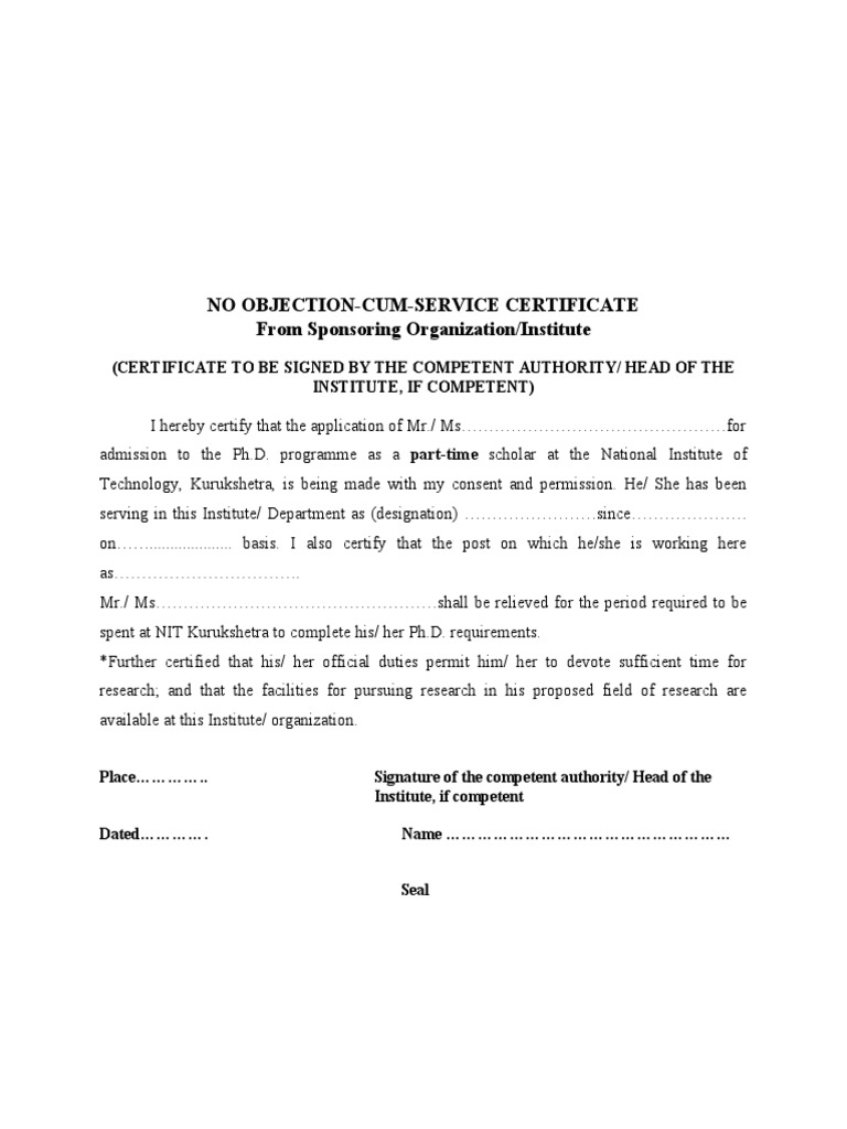 PHD Nit Noc Form | PDF