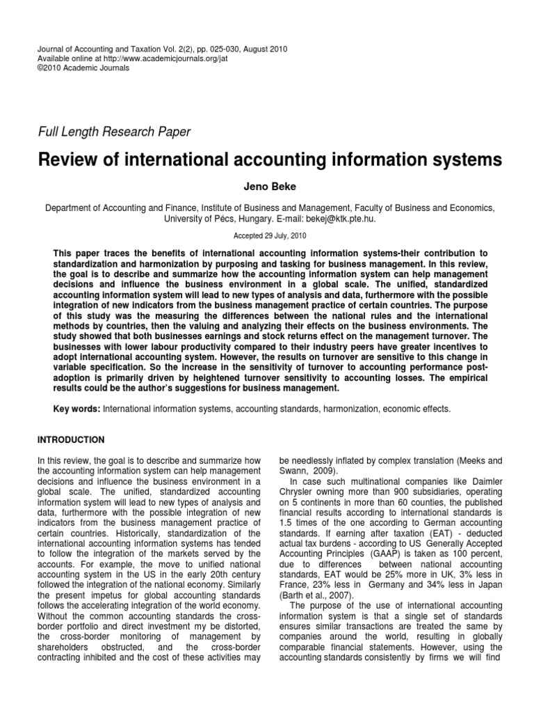 Review of International Accounting Information Systems | PDF ...