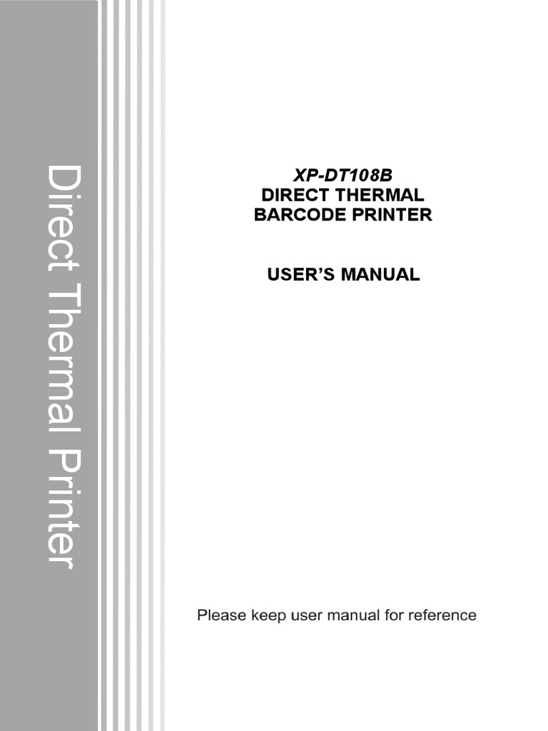 Direct Thermal Barcode Printer User'S Manual: XP-DT108B | Download Free PDF | Printer (Computing ...