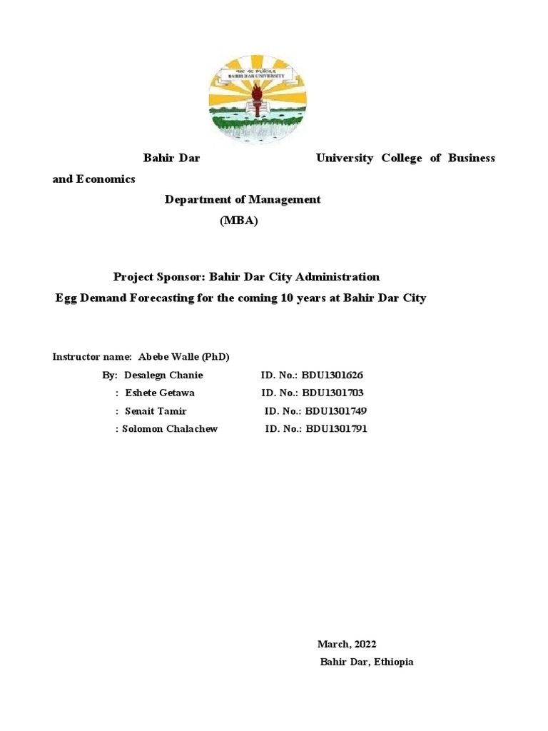 Bahir Dar University College of Business and Economics Department of ...