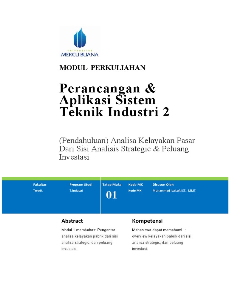 Modul Perancangan Dan Aplikasi Sistem Teknik Industri 2 (TM1) | PDF