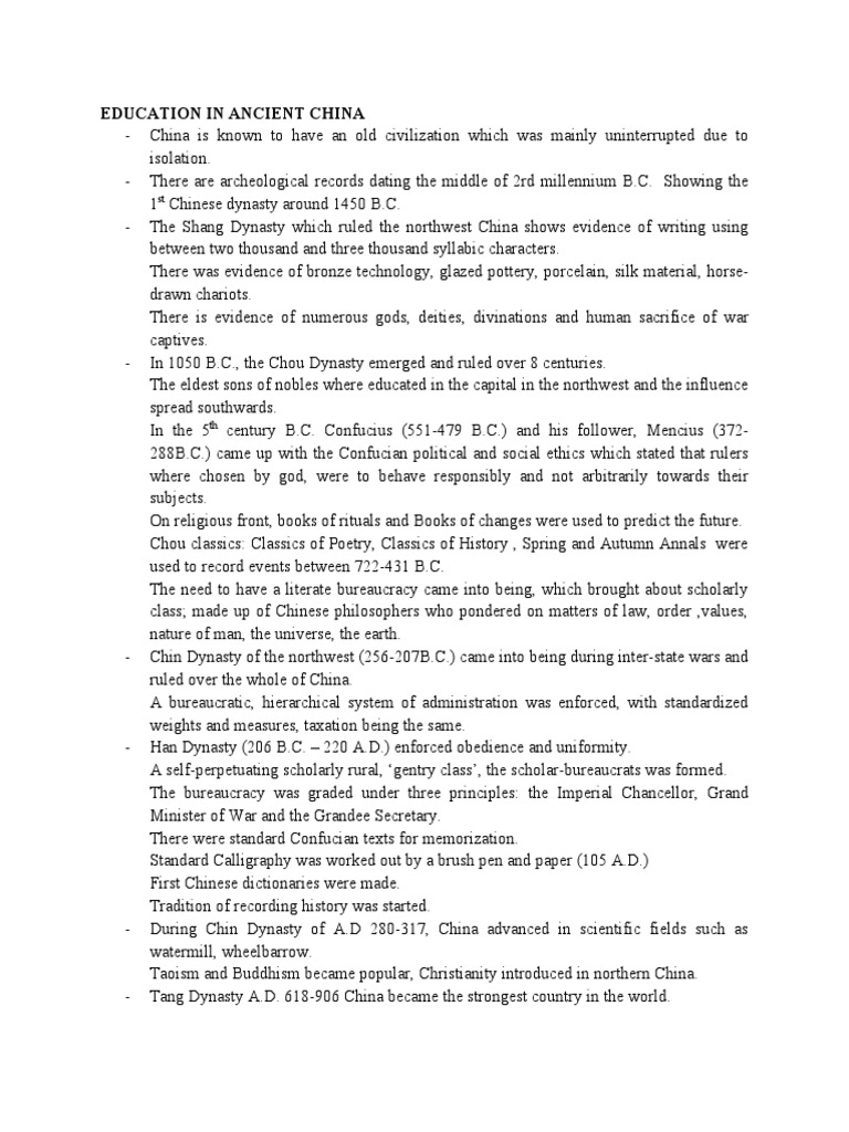 Education in Ancient China-1 | PDF | Sparta | Confucianism