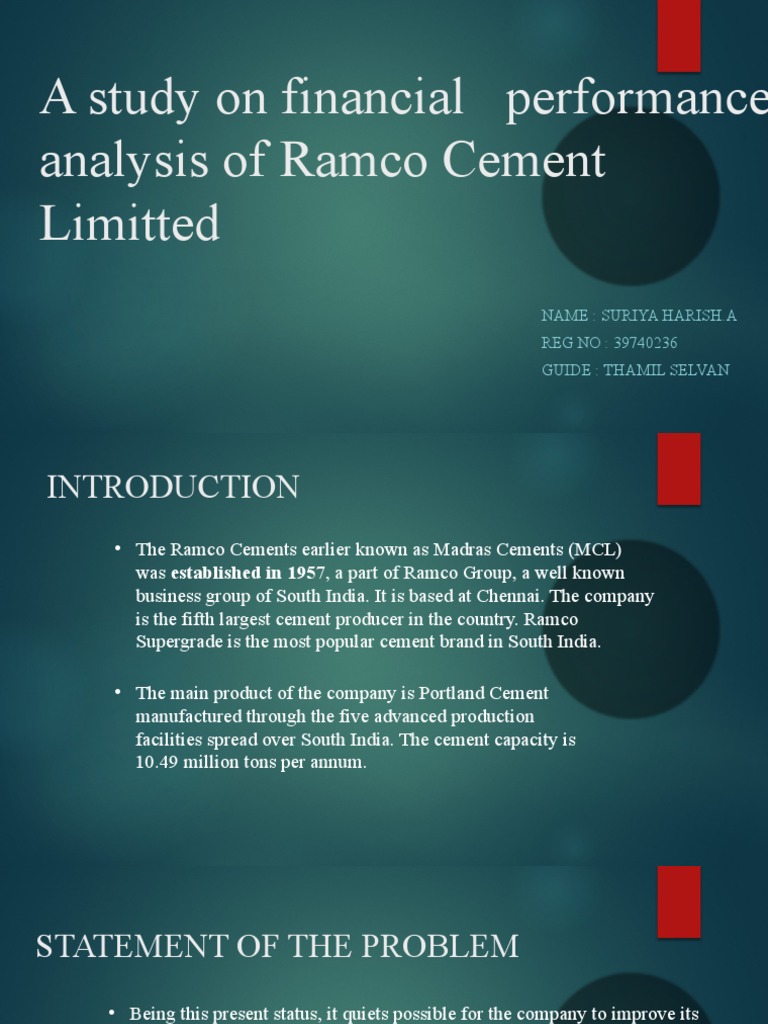A Study On Financial Performance Analysis of Ramco Cement Limitted ...