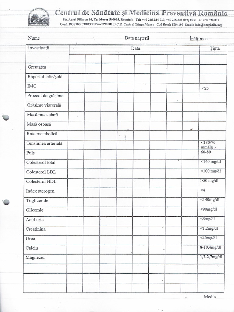 ANAMNEZA Fisa Pacient Herghelia | PDF