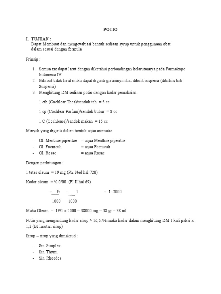 Formulasi dan Evaluasi Potio Nigra | PDF | Memasak, Makanan, & Anggur
