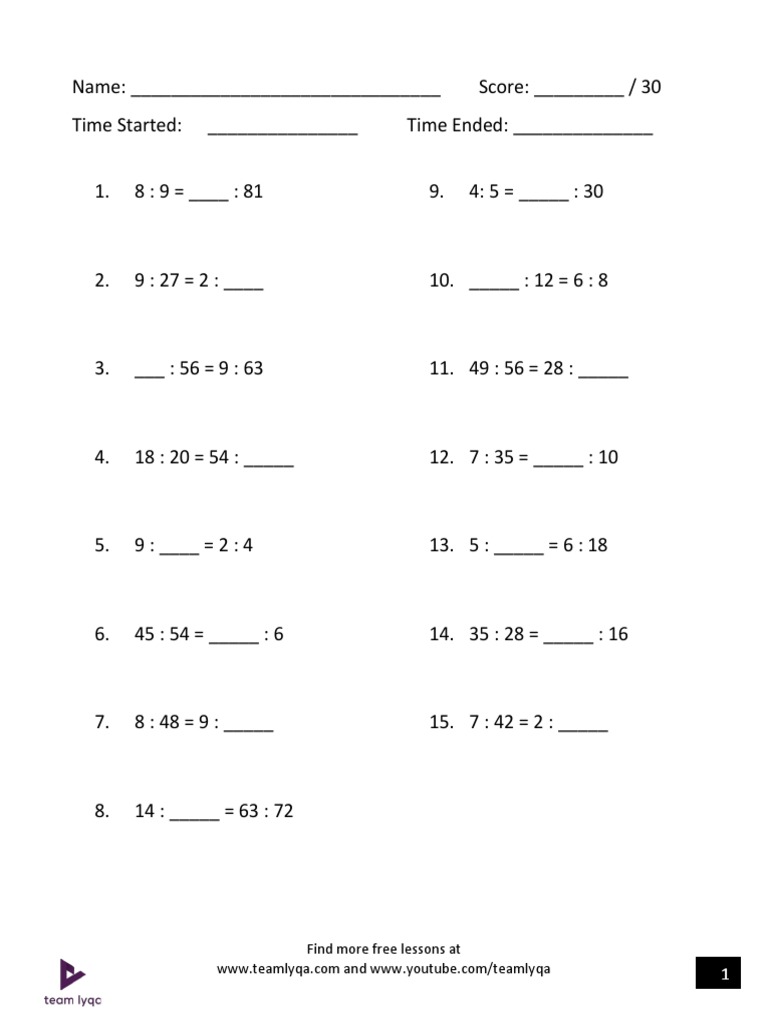 Ratio Rotation Worksheet | PDF