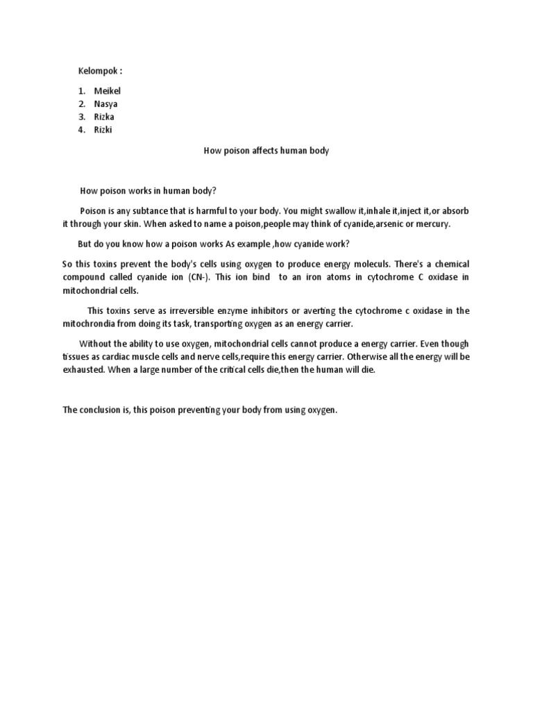 How Poison Affects the Human Body | PDF