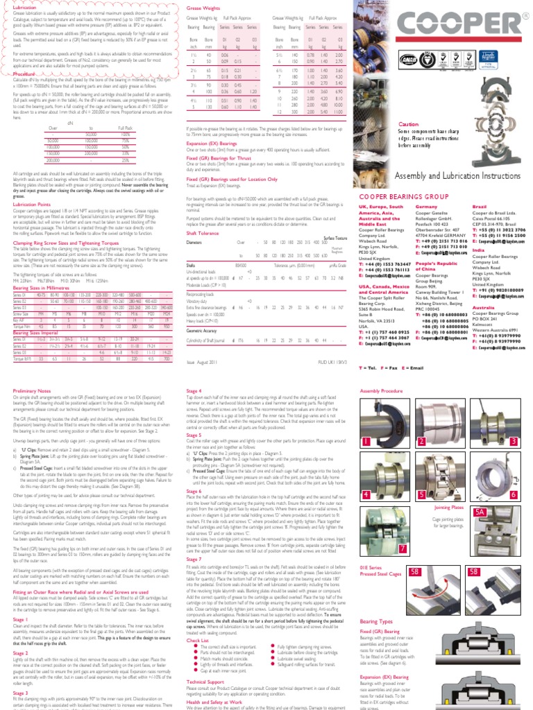 Assembly & Lubrication Instructions | PDF | Bearing (Mechanical) | Screw