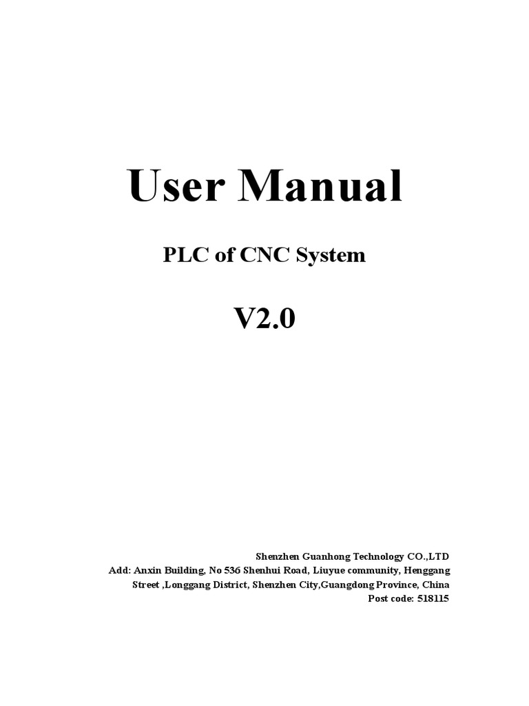 PLC User Manual (CNC System) V2.0 | Download Free PDF | Programmable Logic Controller | Subroutine
