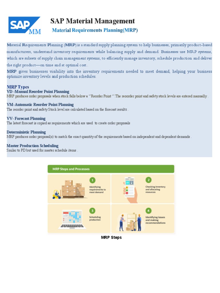 Sap MM MRP | PDF | Inventory | Supply Chain Management